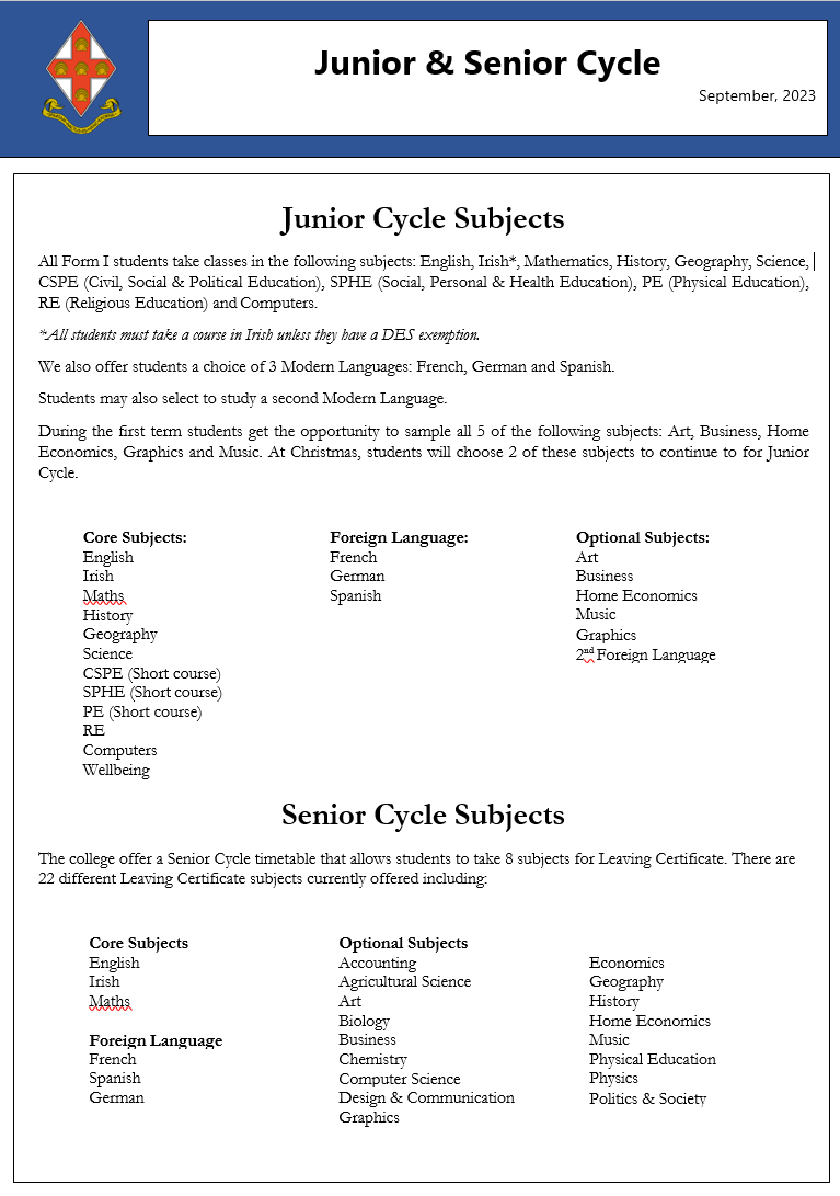 Senior Cycle - Midleton College